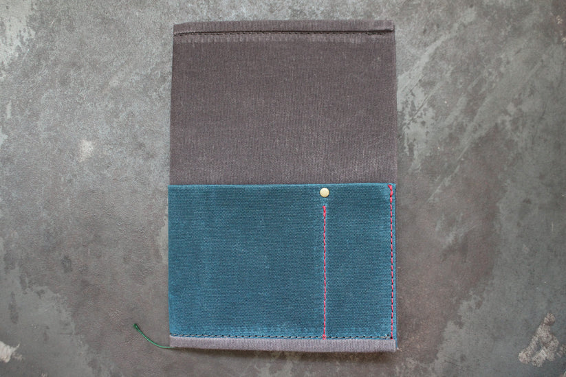 Parchment & Hide A5 Notebook Cover - Grey & Teal – Flywheel
