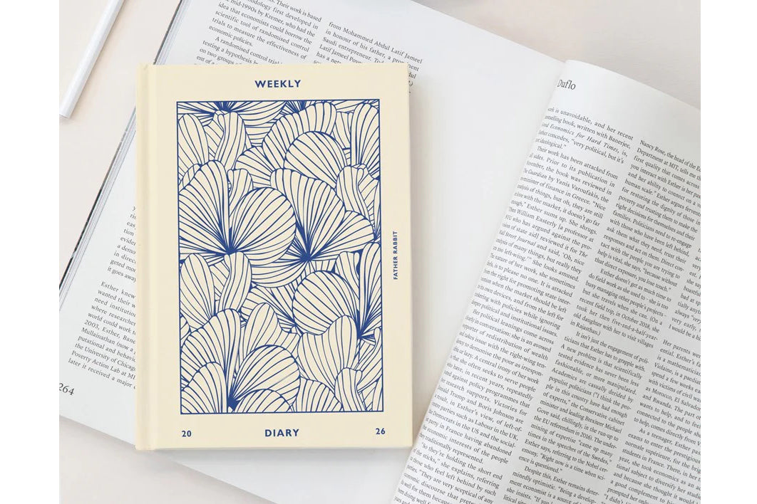 Father Rabbit 2026 Weekly Diary - Prussian Blue Floral – Flywheel