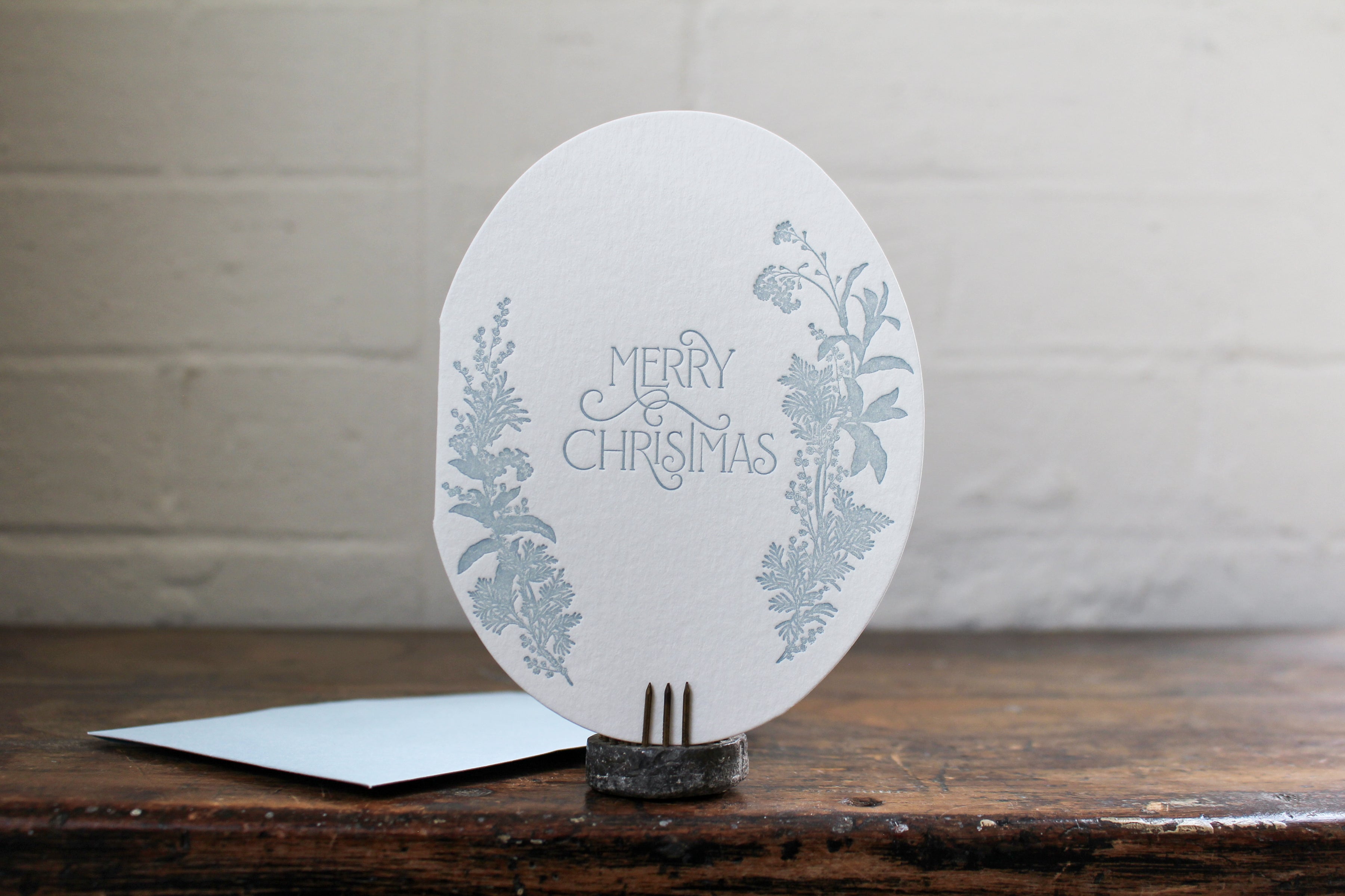 Letterpress Christmas Card - Botanical Blue – Flywheel