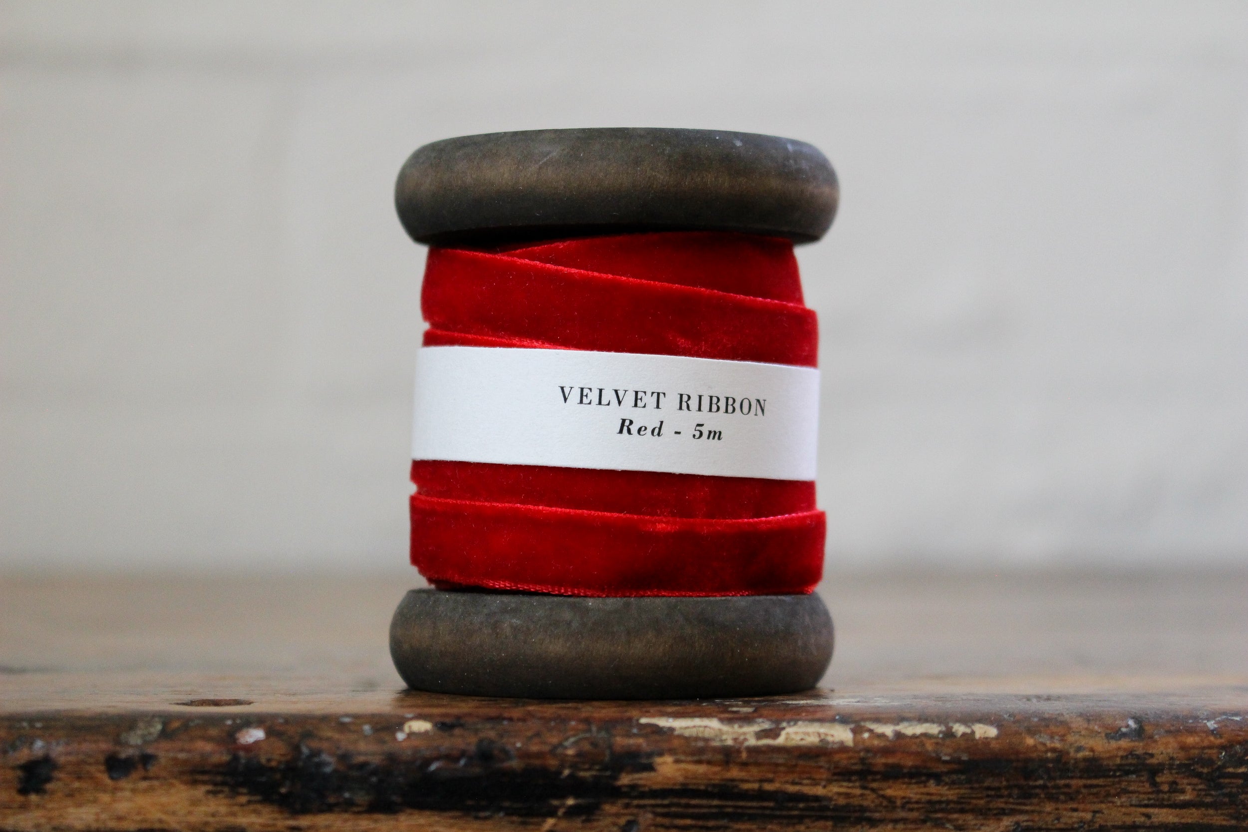 Velvet Ribbon on Wooden Spool - Red – Flywheel
