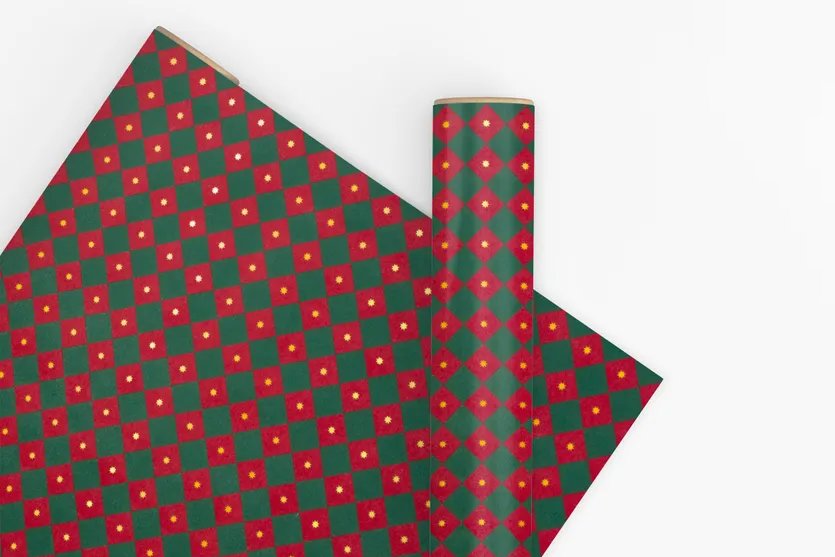 Vandoros 10m Wrapping Paper - Checkerboard Dark Green/Red – Flywheel